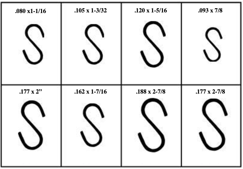 S-HOOK 8 ITEMS 270 PCS ASST - SMALL TRAY