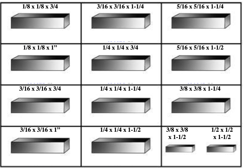 CUT LENGTH MACHINERY KEY 13 ITEMS 130 PCS ASST