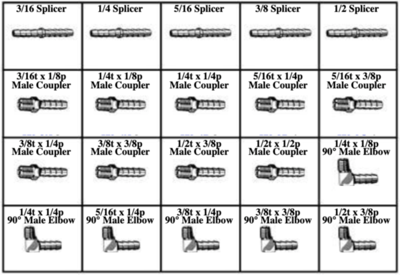 BRASS HOSE BARB FITTTINGS 20 ITEMS 65 PCS ASST SMALL TRAY brass-hose-barb-fitttings-20-items-65-pcs-asst-small-tray
